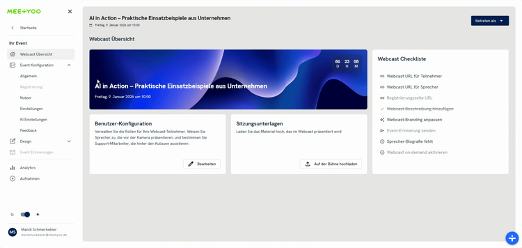 Webcast user roles: Moderator, presenter & speaker setup | MEETYOO